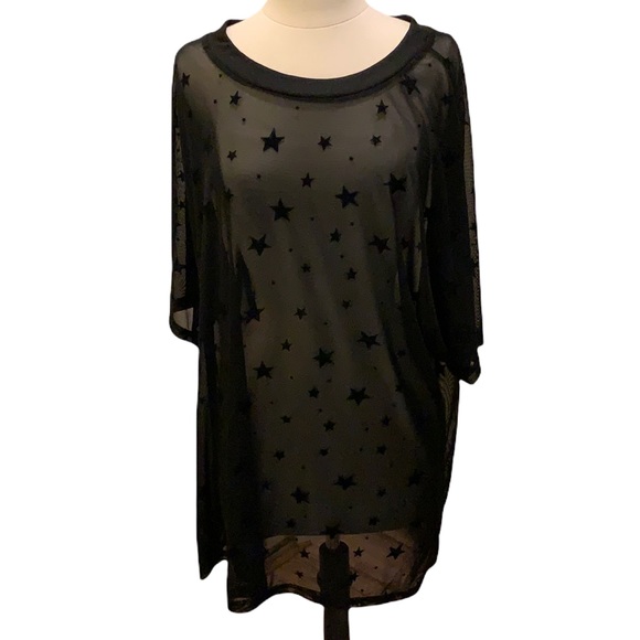 I Heart Raves | Tops | I Heart Raves Stars Black Sheer Shirt | Poshmark